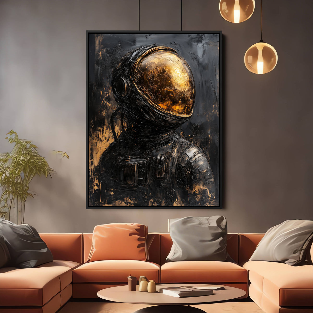 Eclipse Voyager - Bold Astronaut Art in Black and Gold – Cozy Art Nest