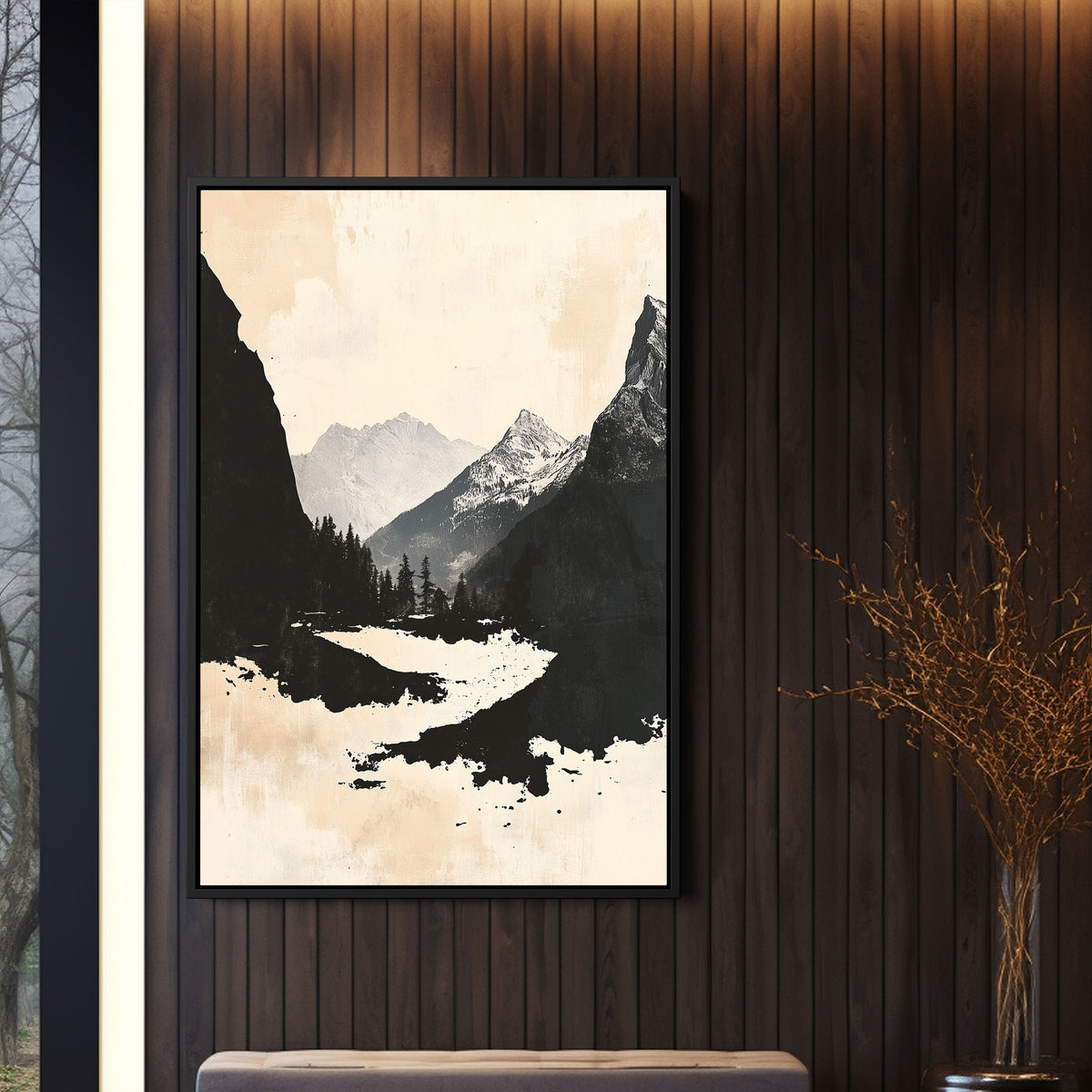 Silent Ridge – High Contrast Abstract Mountain Wall Art – Cozy Art Nest